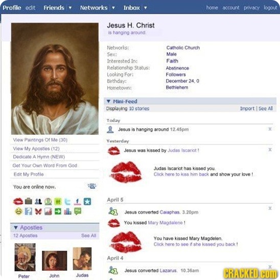 Alter Ego De Larga Zona: El Facebook de Jesus